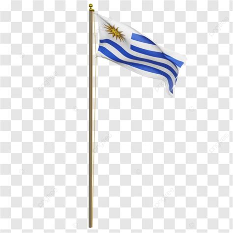 투명 포스트로 흔들리는 우루과이 국기 투명 극을 흔들며 우루과이 국기 우루과이 깃발을 흔들며 우루과이 국기 Png 일러스트