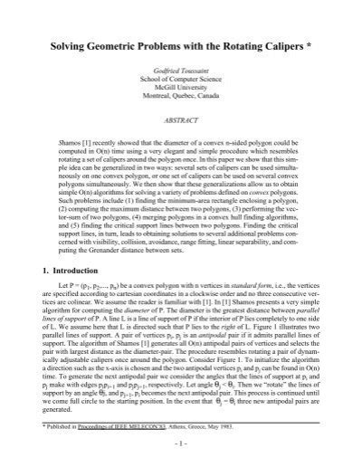 Solving Geometric Problems With The Rotating Calipers
