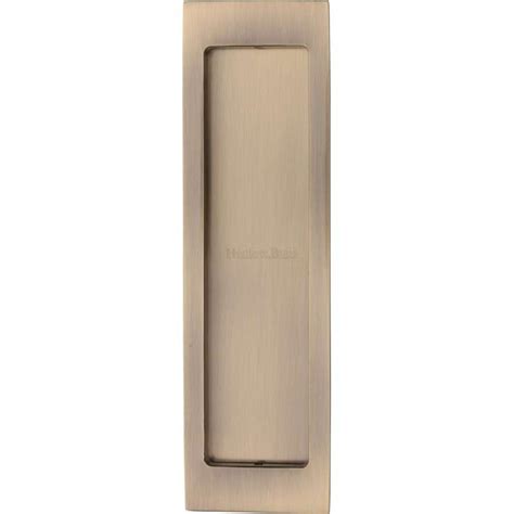 Heritage Rectangular Flush Door Pull C1872 Antique Brass Broughtons