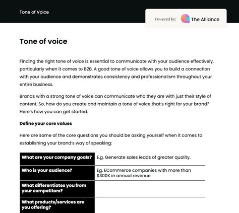 Tone Of Voice Template