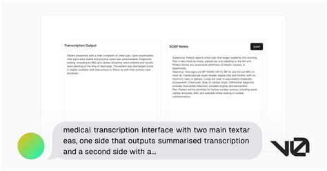 Medical Transcription Interface With Two Main Textareas One Side That