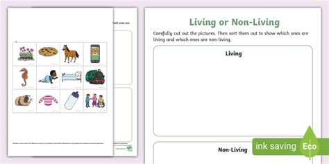 Living Or Non Living Sorting Activity Sheet Twinkl