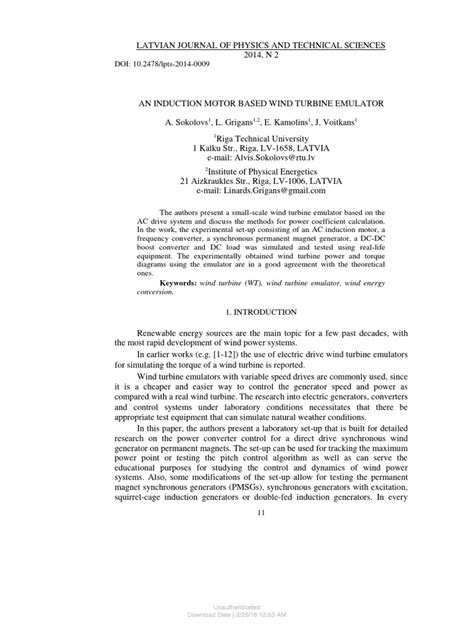 An Induction Motor Based Wind Turbine Emulator Pdf Electric Motor Turbine