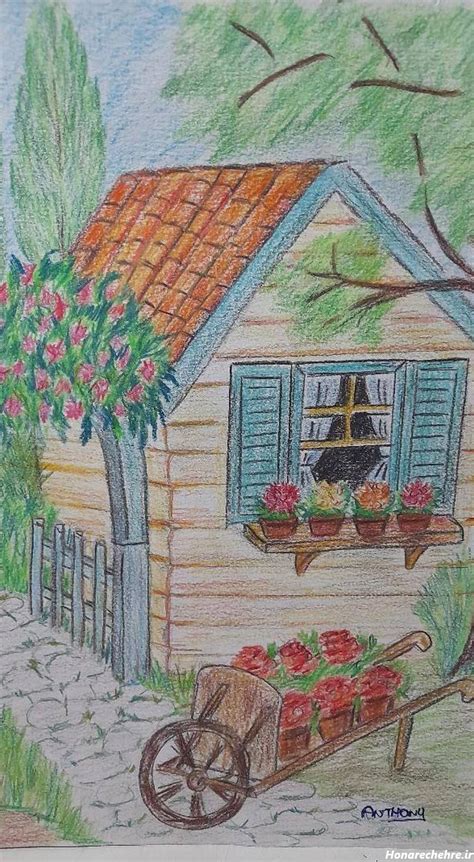 20 عکس از زیبایی نقاشی طبیعت ساده با مداد رنگی