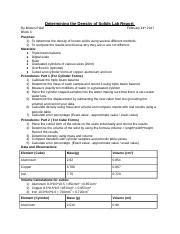 Determining The Density Of Solids Determining The Density Of Solids Lab Report By Bhavin Patel