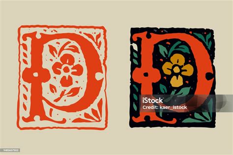 P 편지 중세 그런지 고딕 이니셜 16세기의 드롭 캡이 인그레이빙되어 있습니다 블랙레터 스타일의 빈티지 글꼴입니다 중세에 대한 스톡 벡터 아트 및 기타 이미지 Istock