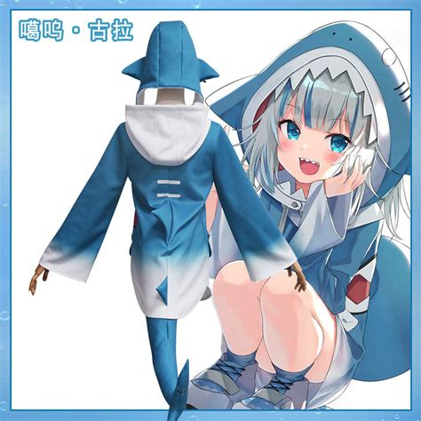 Hololive Vtuber Cosplay Gawr Gura Tubarão Anime Traje Menina Roupas