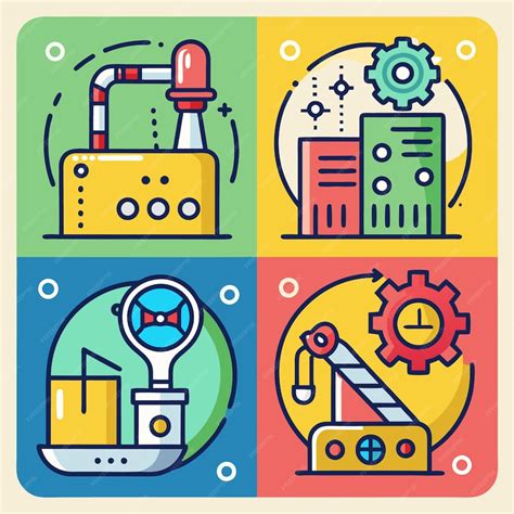 A Colorful Illustration Of Four Icons Representing Automation A Colorful Illustration Of Four Icons Representing Automation