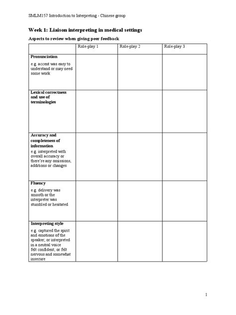 interpreting peer feedback form pdf