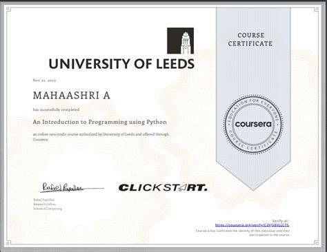 Mahaashri Anbazhagan On Linkedin Python Coursera