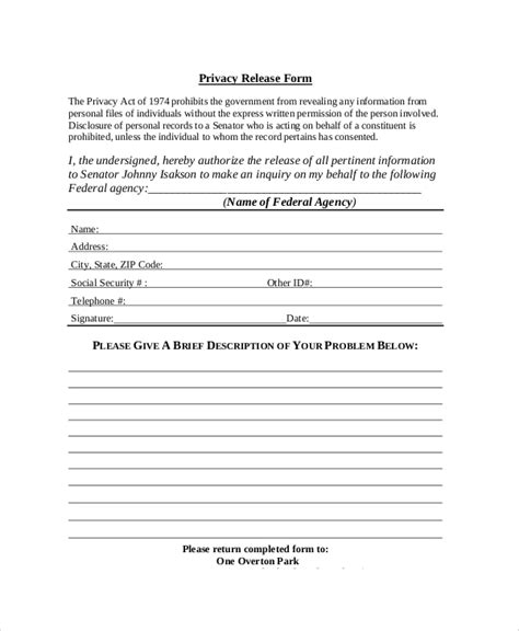 Privacy Act Release Form