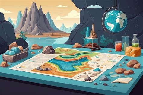 Premium Photo Depict A Section Of The Lab Focused On Geology With Rock Samples And Geological Maps
