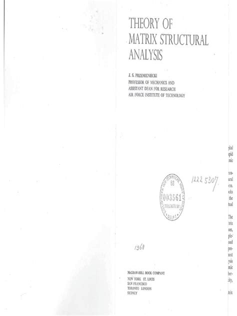 Theory Of Matrix Structural Analysis Pdf Pdf