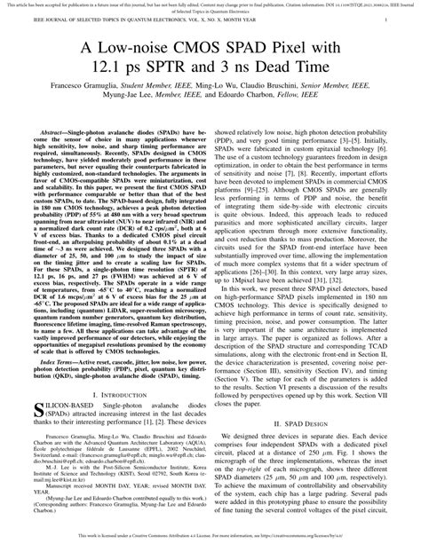 Pdf A Low Noise Cmos Spad Pixel With 121 Ps Sptr And 3 Ns Dead Time