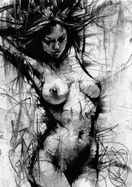 NUDE DRAWING ORIGINAL Charcoal Street Art Naked Female Lady Women Erotic Pinup PicClick UK