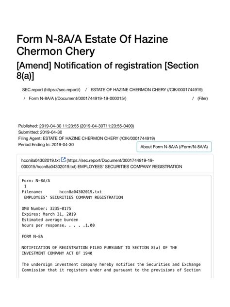 Chermon Chery Notification Of Registration Under Section 8 A Filed On