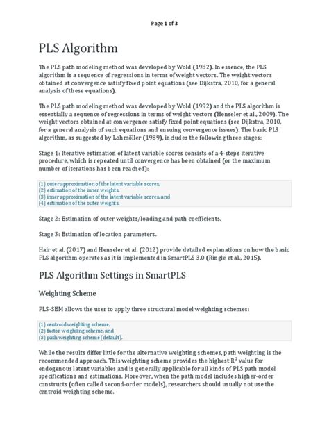 Pls Algorithm Settings In Smartpls Pdf Regression Analysis
