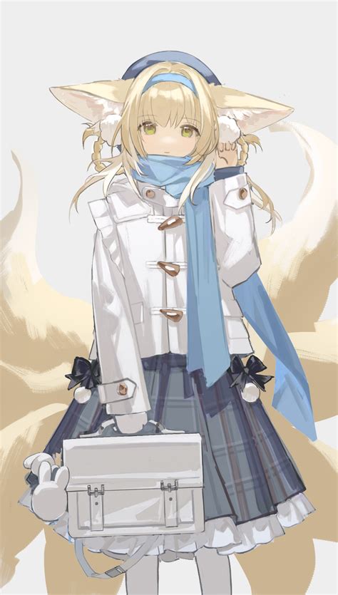 Amiya From Arknights Stands Gracefully In A White Dress Adorned With