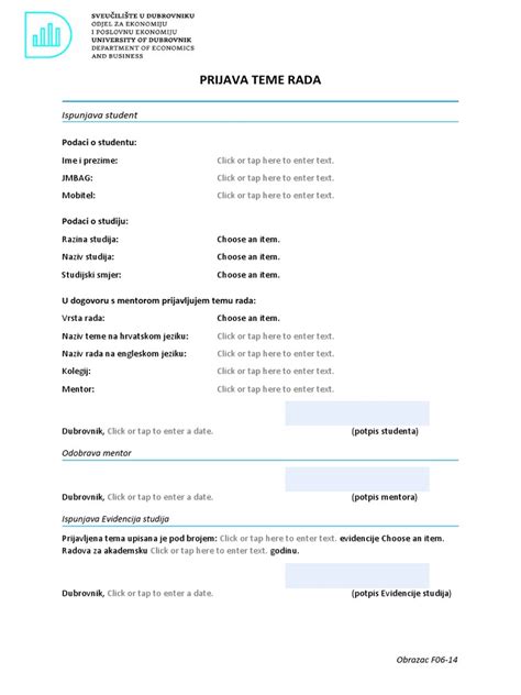 Obrazac Prijava Teme Rada Pdf