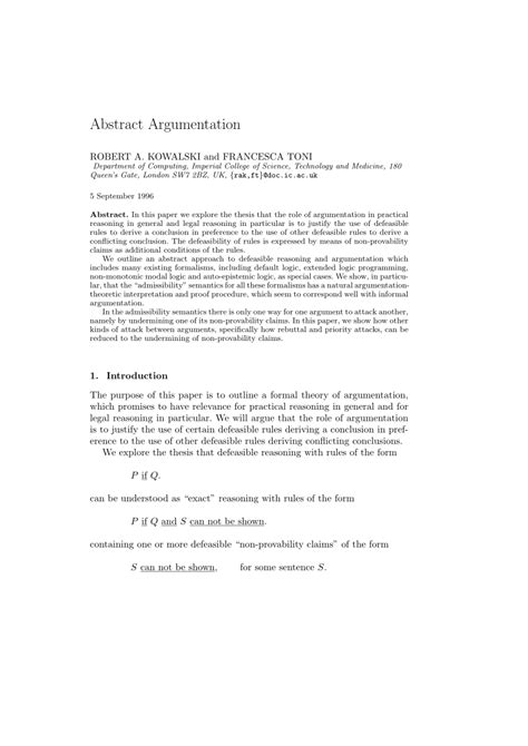 Pdf Abstract Argumentation