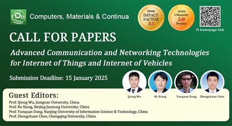 Call For Papers Advanced Communication And Networking Technologies For Iot And Iov Ramey Jue