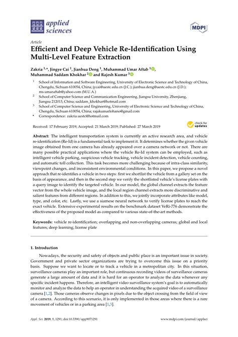 Pdf Efficient And Deep Vehicle Re Identification Using Multi Level Feature Extraction