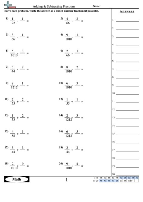 Common Core Worksheets Adding And Subtracting Fractions Common Core
