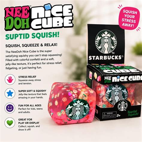 Starbucks Needoh Nice Cube Confetti Squishy Toy Stress Relief Fidget