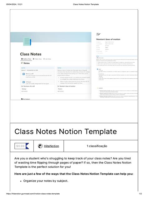 Class Notes Notion Template Pdf