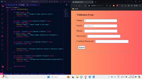 Created A Validation Form For A 100 Day Coding Challenge Mayuresh