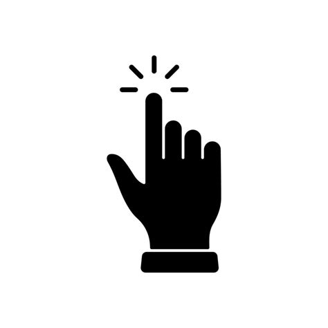Press Gesture Hand Cursor For Computer Mouse Black Silhouette Icon