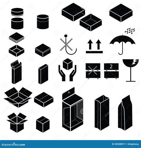 Fragile Symbol On Cardboard Set Of Fragile Icons On Cardboard Umbrella Glass Arrow And Hands
