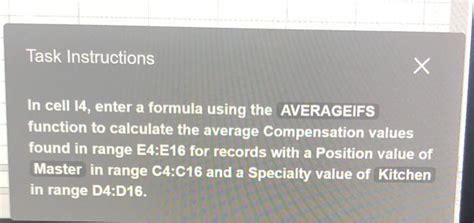 Solved Task Instructions Х In Cell 14 Enter A Formula Using