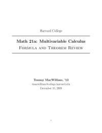 Multivariable Calculus Cheat Sheet Cheat Sheet Calculus Docsity
