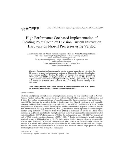 Pdf High Performance Soc Based Implementation Of Floating Point