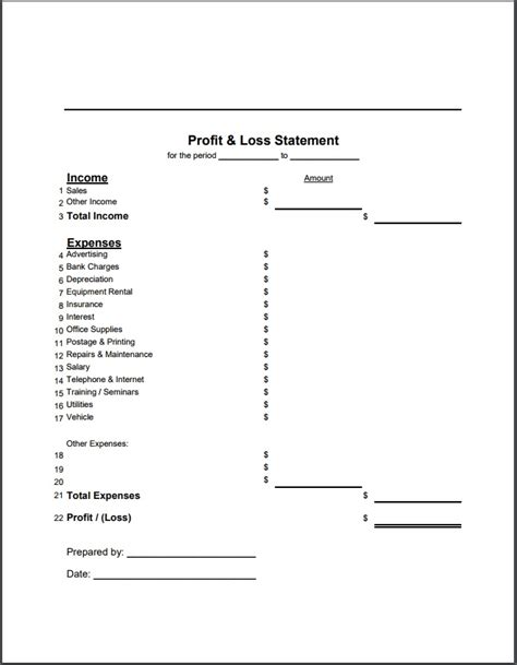 Profit And Loss Statement Edit Forms Online PDFFormPro