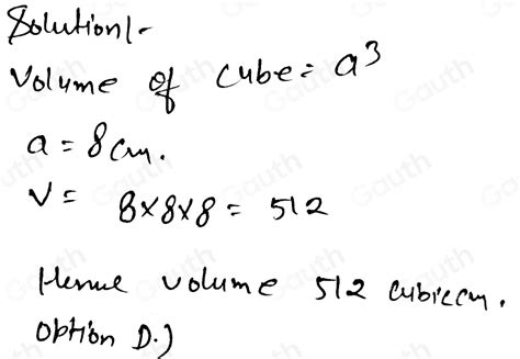 solved daisy has a cubical box with an edge of 8cm what is its volume