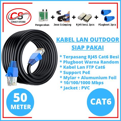 Kabel Lan Cat Ftp Stp Outdoor Meter Siap Pakai Cat M Lazada Indonesia