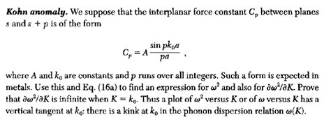 Solved Kohn Anomaly We Suppose That The Interplanar Force