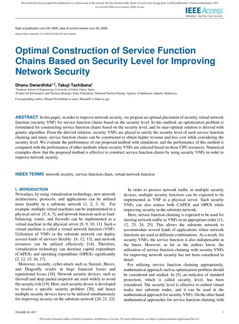 Pdf Optimal Construction Of Service Function Chains Based On Security Level For Improving