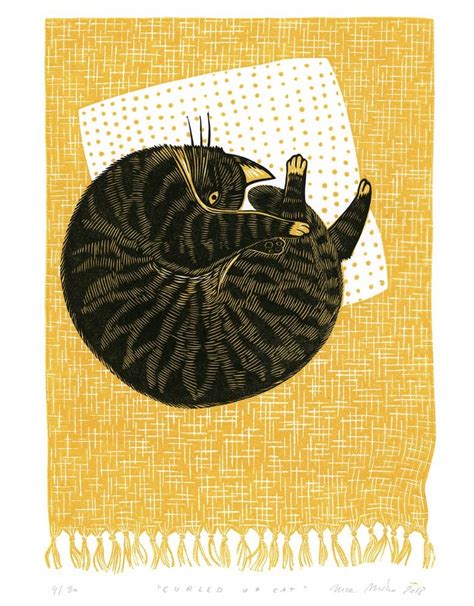 Lino Cut Cat In 2025 Linocut Prints Linocut Artists Linocut