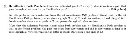 Solved B Hamiltonian Path Problem Given An Undirected