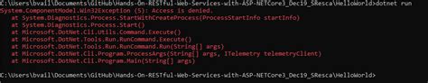 C Clean Aspnet Core 3 Project Wont Start Systemcomponentmodelwin32exception 5 Access