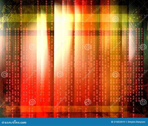 Binary Code Flowing Over A Red Stock Illustration Illustration Of