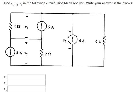 solved find v1 v2 v3 in ﻿the following circuit using mesh