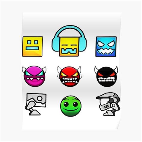 Geometry Dash Insane With Funny Icons Poster For Sale By Greenfulcastle Redbubble