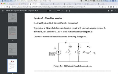 Solved Electrical System RLC Circuit Parallel Connection Chegg Com