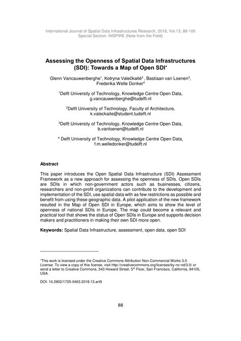 PDF Assessing The Openness Of Spatial Data Infrastructures SDI Towards A Map Of Open SDI
