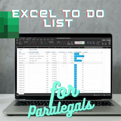 Excel To Do List For Paralegals Legal Templates Legal Etsy
