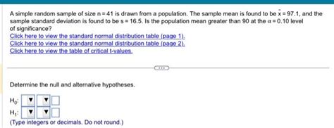 Solved A Simple Random Sample Of Size N 41 Is Drawn From A
